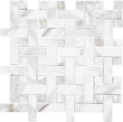 Mohawk® Noble Weaves Glacier White 12 x 12 Ceramic Basketweave Mosaic Tile at Menards®
