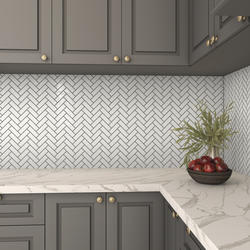 Mohawk® Vivant™ Semi-Gloss Arctic White 9 x 12 Ceramic Herringbone ...