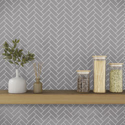 Mohawk® Vivant™ Semi-Gloss Suede Gray 9 x 12 Ceramic Herringbone Mosaic ...