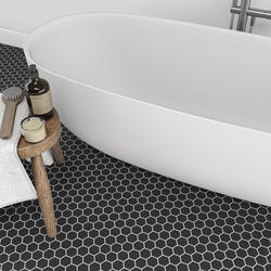 Mohawk® Vivant™ Semi-Gloss Black 12 x 10 Ceramic Hexagon Mosaic Tile at Menards®