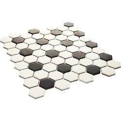 Mohawk® Vivant White and Black Hexagon 11-1/2 x 14 Ceramic Mosaic Tile ...