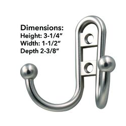 Mastercraft® Satin Nickel Double Coat Hook - 3 Pack at Menards®