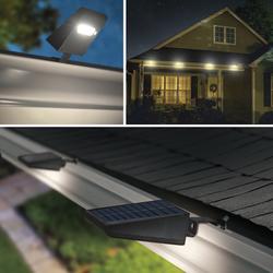 Decko Solar-Powered Integrated LED Black Gutter Accent Landscape Light ...