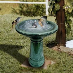 Enchanted Garden™ 21" Green Ceramic Bird Bath at Menards®