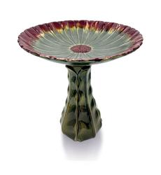 Enchanted Garden™ 19-3/4" Raspberry Aster Ceramic Bird Bath at Menards®