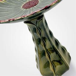 Enchanted Garden™ 19-3/4" Raspberry Aster Ceramic Bird Bath at Menards®