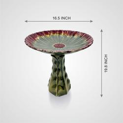 Enchanted Garden™ 19-3/4" Raspberry Aster Ceramic Bird Bath at Menards®