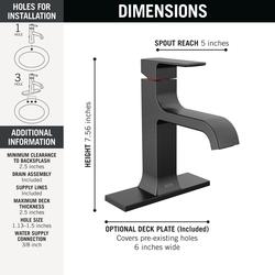 Delta® Velum™ One-Handle 1-or-3 hole Matte Black Bathroom Sink Faucet ...