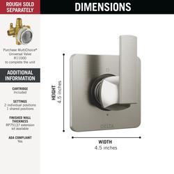 Delta® Velum™ Monitor® 14 Series 3-Setting Stainless Shower Diverter ...