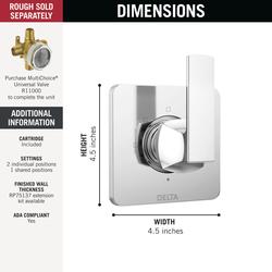 Delta® Velum™ Monitor® 14 Series 3-Setting Chrome Shower Diverter ...