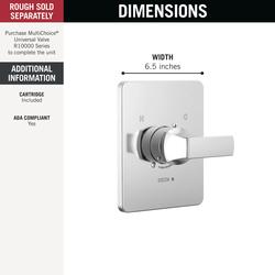 Delta® Velum™ Monitor® 14 Series One-Handle Chrome Shower Faucet - Trim ...