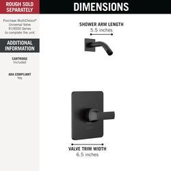 Delta® Velum™ Monitor® 14 Series One-Handle Matt Black Shower Faucet ...