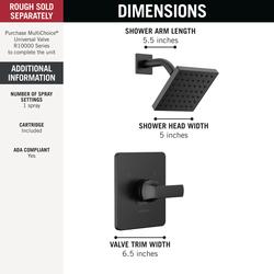 Delta® Velum™ Monitor® 14 Series One-Handle Matte Black Shower Faucet ...