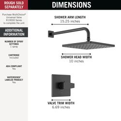 Delta® Modern™ Monitor® 14 Series Matte Black Raincan Showerhead with ...