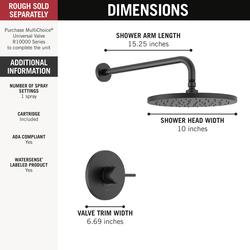 Delta® Modern™ Monitor® 14 Series Matte Black Raincan Showerhead - Trim ...