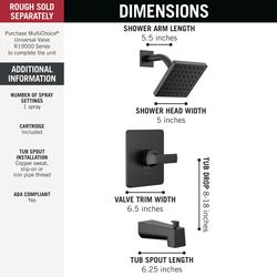 Delta® Velum™ Monitor® 14 Series One-Handle Matte Black Bathtub Shower ...