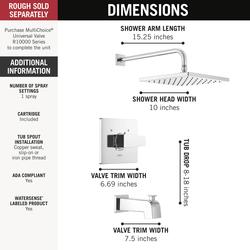 Delta® Modern™ Monitor® 14 Series Chrome Raincan Bathtub Shower Faucet ...