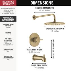 Delta® Modern™ Monitor® 14 Series Champagne Bronze Raincan Bathtub ...