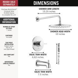 Delta® Modern™ Monitor® 14 Series Chrome Raincan Bathtub Shower Faucet ...