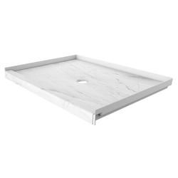 FlexStone® 48"W x 34"D Oyster Single Threshold Shower Base with Center ...