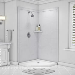 FlexStone® Splendor 40"W x 40"D x 80"H Sea Salt Corner Shower Wall ...