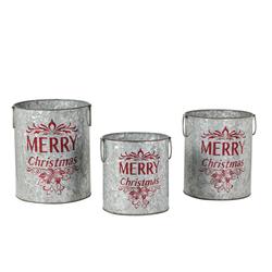 Enchanted Forest® Galvanized Merry Christmas Decorative Bucket - Set of ...