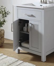 Tuscany® Lenno 24"W x 18-7/8"D Gray Vanity and White Ceramic Vanity Top ...