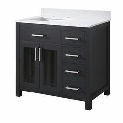 Tuscany® Lenno 36"W x 21"D Black Vanity and White Engineered Marble ...