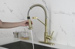Tuscany® Forden® One-Handle Coil Matte Gold Kitchen Faucet at Menards®