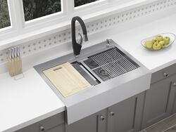 Tuscany® Acadian® Farmhouse/Apron Front 33" Stainless Steel 2-Hole ...