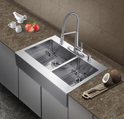 Tuscany® Retrofit Farmhouse/Apron Front 33" Stainless Steel Offset ...