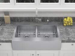 Tuscany® Retrofit Farmhouse/Apron Front 33" Stainless Steel Double Bowl ...
