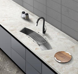 Tuscany® Undermount 33" Stainless Steel Single Bowl Curved Bar/Prep ...