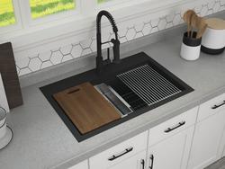 Tuscany® Forden Dual Mount 33" Black Stainless Steel 1-Hole Single Bowl ...