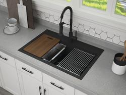 Tuscany® Forden Dual Mount 33" Black Stainless Steel 1-Hole Single Bowl ...