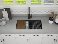 Tuscany® Forden Dual Mount 33" Black Stainless Steel 1-Hole Single Bowl ...