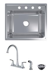 Tuscany® Morey® All-in-One Drop-in 25" Stainless Steel 4-Hole Single ...