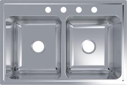 Tuscany® Baytown Drop-in 33" Stainless Steel 4-Hole Double Bowl Kitchen ...