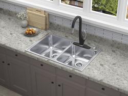 Tuscany® Baytown Drop-in 33" Stainless Steel 4-Hole Double Bowl Kitchen ...