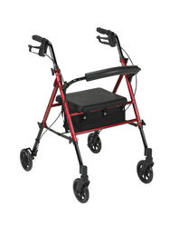 Drive Medical® Red Adjustable Height Rollator Rolling Walker with 6 ...