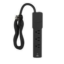 Performax™ Black 3-Outlet 2 USB Power Strip with 6' Braided Cord - 2 ...