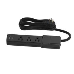 Performax™ Black 3-Outlet 2 USB Power Strip with 6' Braided Cord - 2 ...