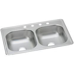 Dayton Drop-In 33" Stainless Steel 4-Hole Double Bowl Kitchen Sink at ...