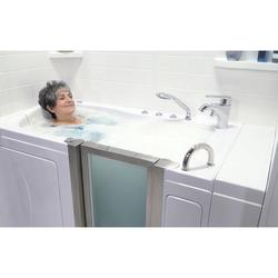 Ella Elite 52"W x 30"D White Right Dual Drain 30-Jet Dual Massage Walk ...