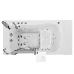 Ella Petite 52"W x 28"D White Left Dual Drain 32-Jet Dual Massage Walk ...