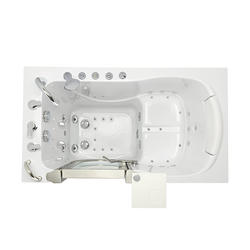 Ella Petite 52"W x 28"D White Left Dual Drain 32-Jet Dual Massage Walk ...