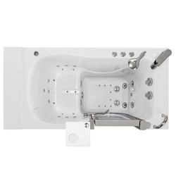 Ella Petite 52"W x 28"D White Right Dual Drain 32-Jet Dual Massage Walk ...