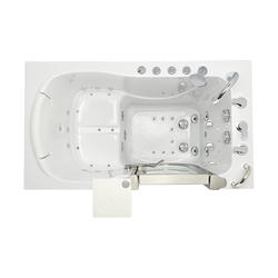 Ella Petite 52"W x 28"D White Right Dual Drain 32-Jet Dual Massage Walk ...