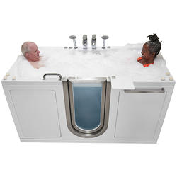 Ella Escape 72"W x 36"D White Center Dual Drain 45-Jet Dual Massage ...