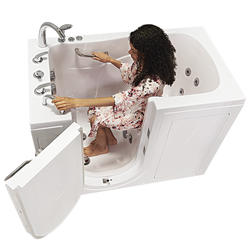 Ella Capri 52"W x 30"D White Left Dual Drain 13-Jet Massage Walk-In ...